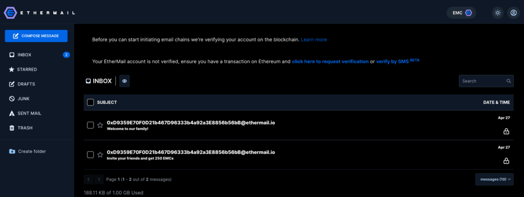 How To Send Web3 Emails With Freename Domains on EtherMail
